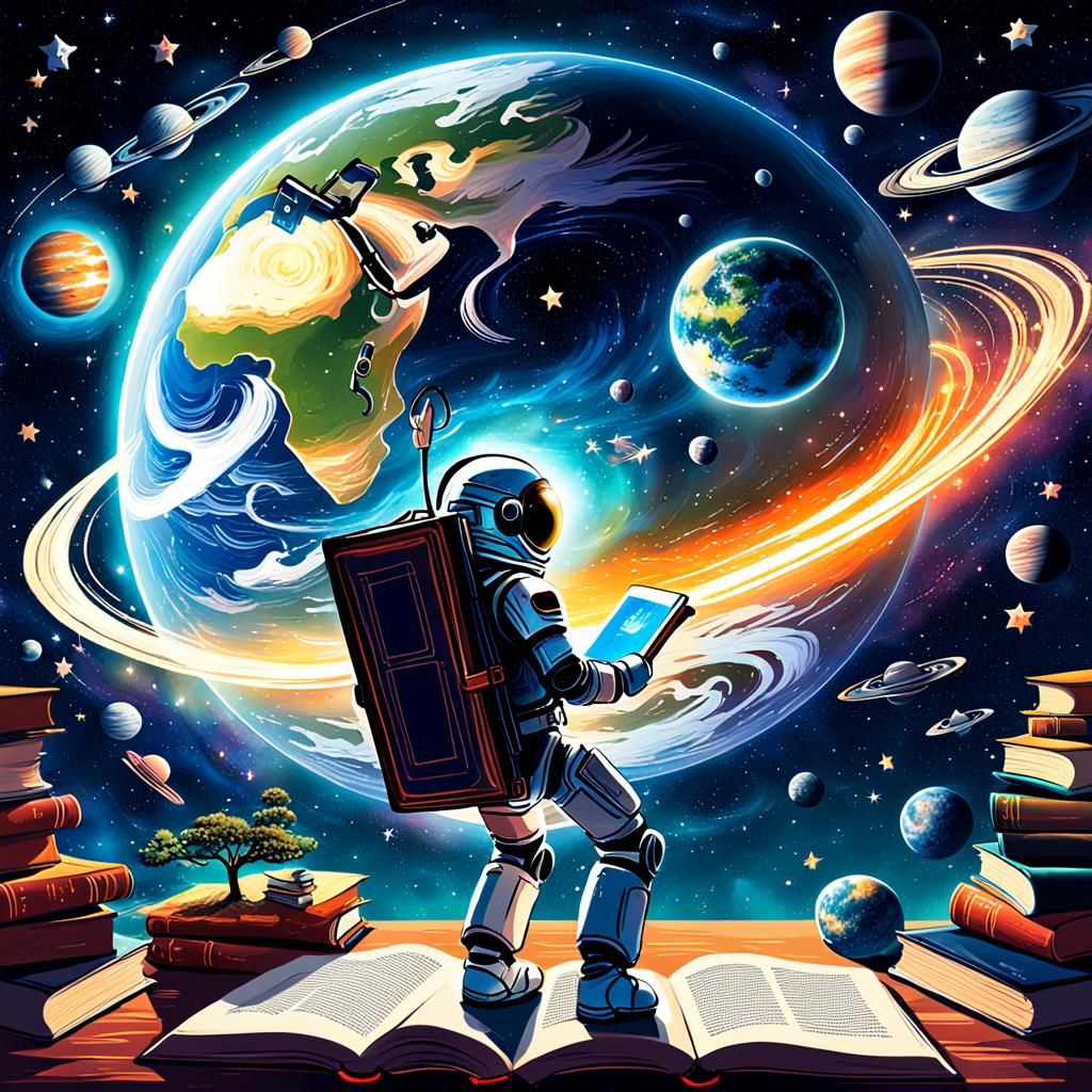 Outer Space Library - AI Generated Artwork - NightCafe Creator