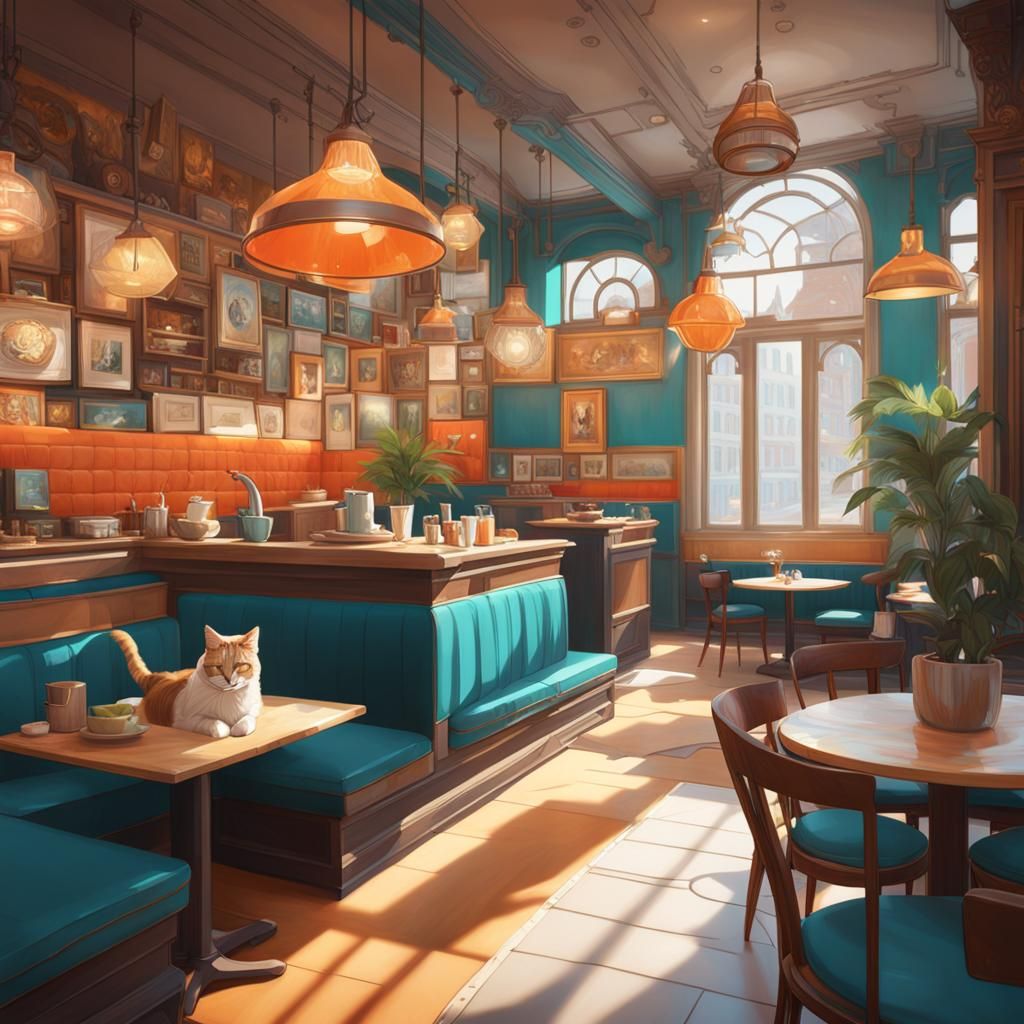 Cozy Cat cafe - AI Generated Artwork - NightCafe Creator