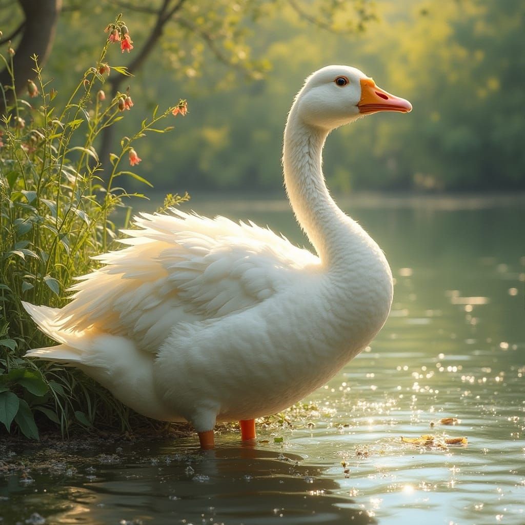 goosey - Majestic Goose in Impressionist Garden Scene