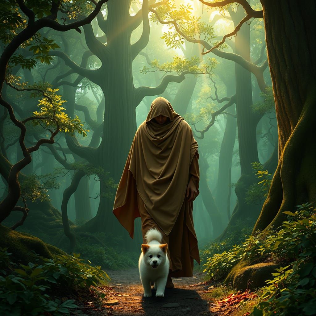 Enchanted Forest Encounter in Vibrant, Unreal Engi... - AI Art