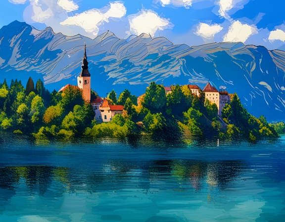 Lake Bled - AI Generated Artwork - NightCafe Creator