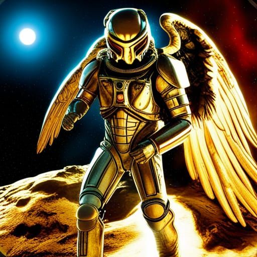 predator in astronaute style no helmet moonwalking on the moon with ...