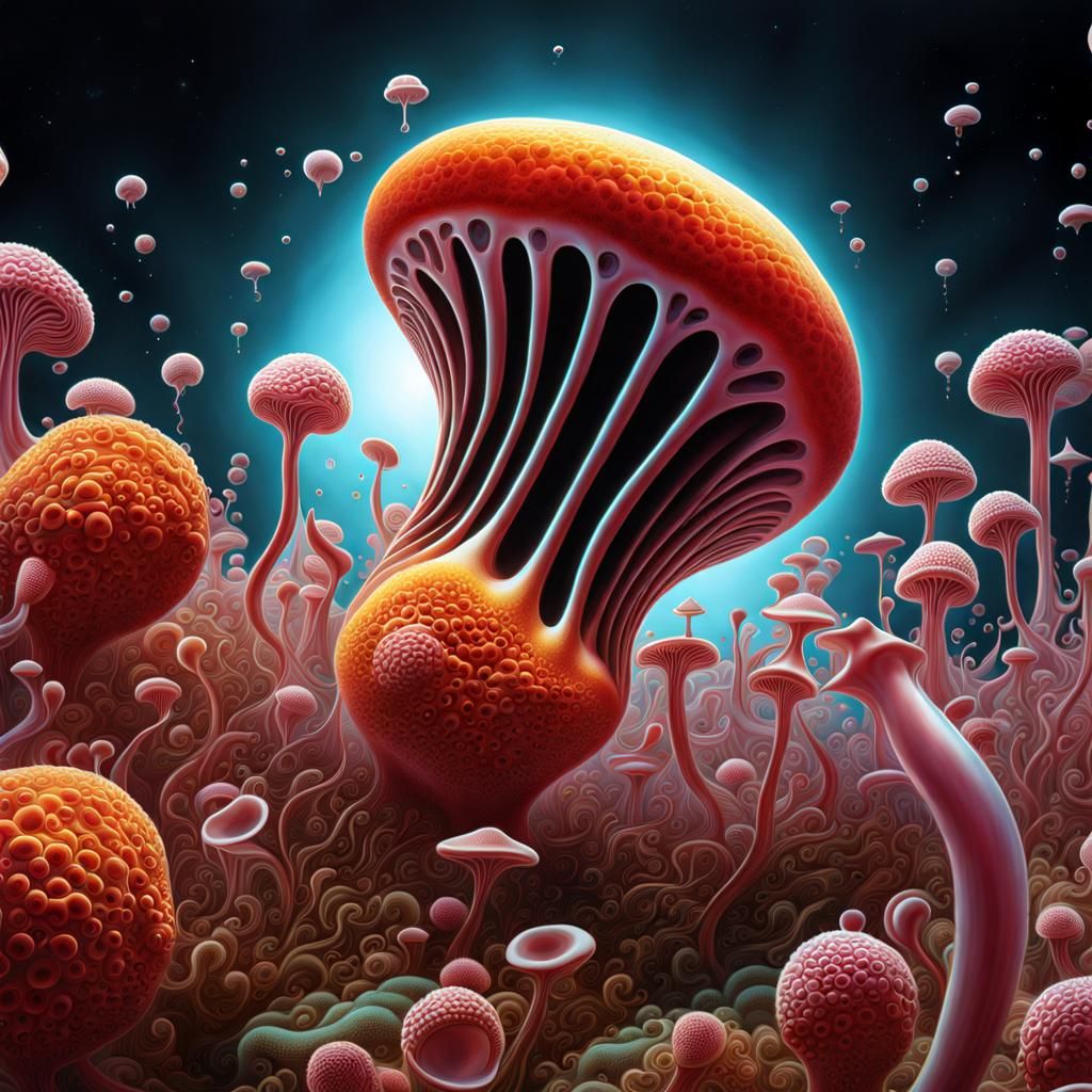 Absurd amoebas - Surreal Photorealistic Amoeba in a Weirdcor...