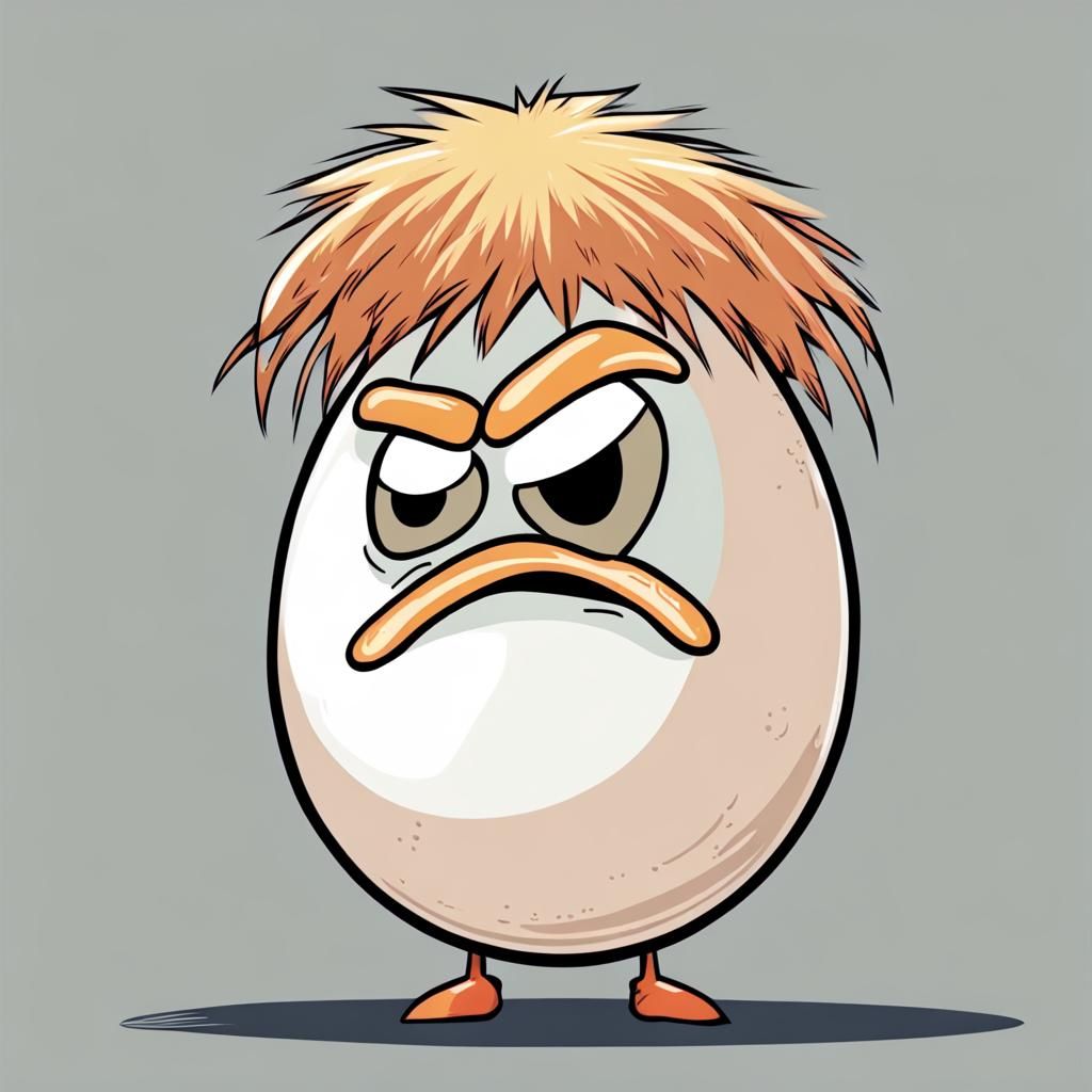 Angry egg with hair - AI Generated Artwork - NightCafe Creator