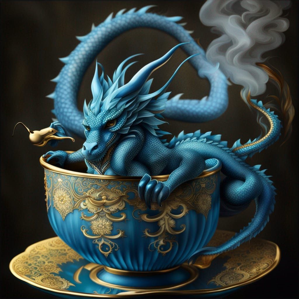 An Icy Blue Dragon on a Cup - AI Generated Artwork - NightCafe Creator