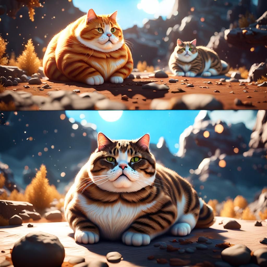 the fattest cat in existence resting on a moon - AI Generated Artwork ...