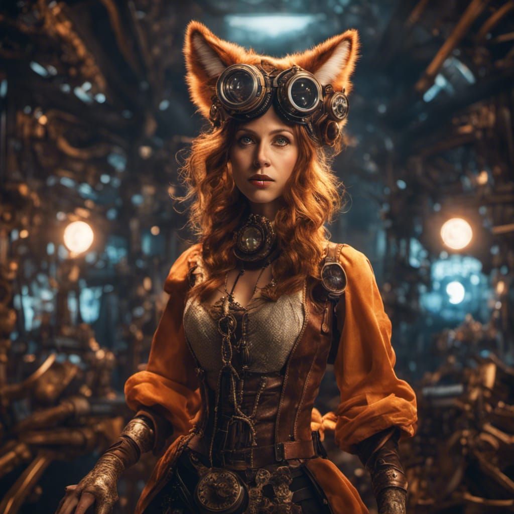 Steampunk Fox Lady - AI Generated Artwork - NightCafe Creator