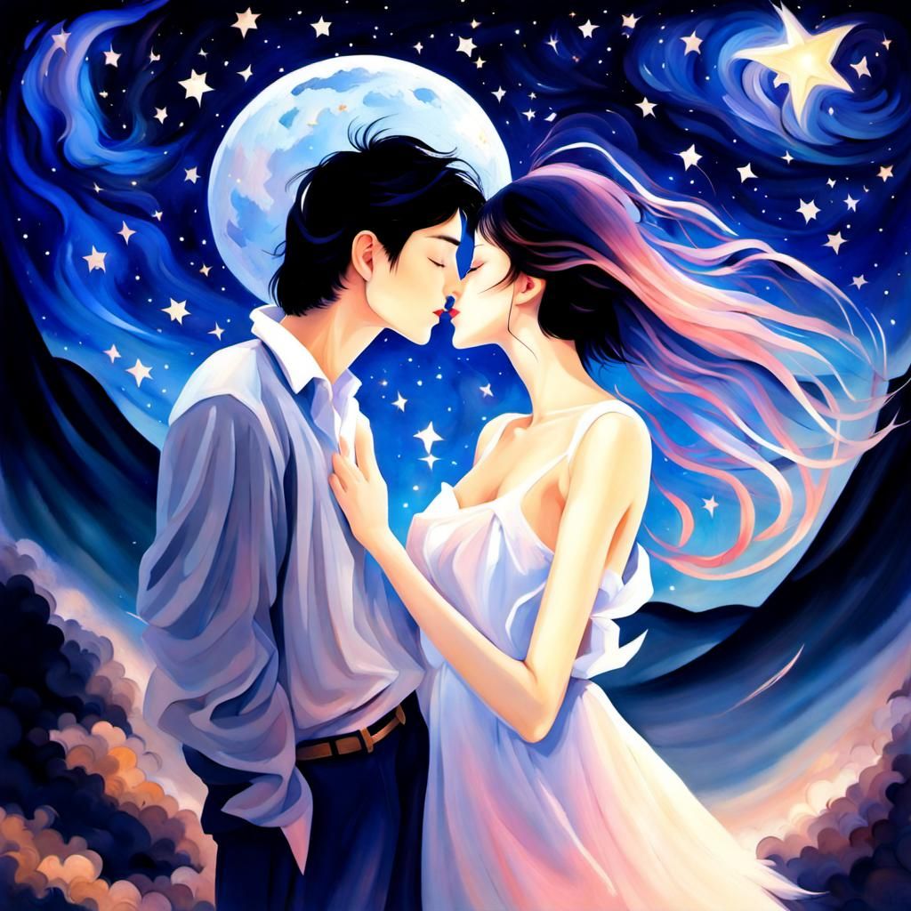 First kiss 3 - AI Generated Artwork - NightCafe Creator