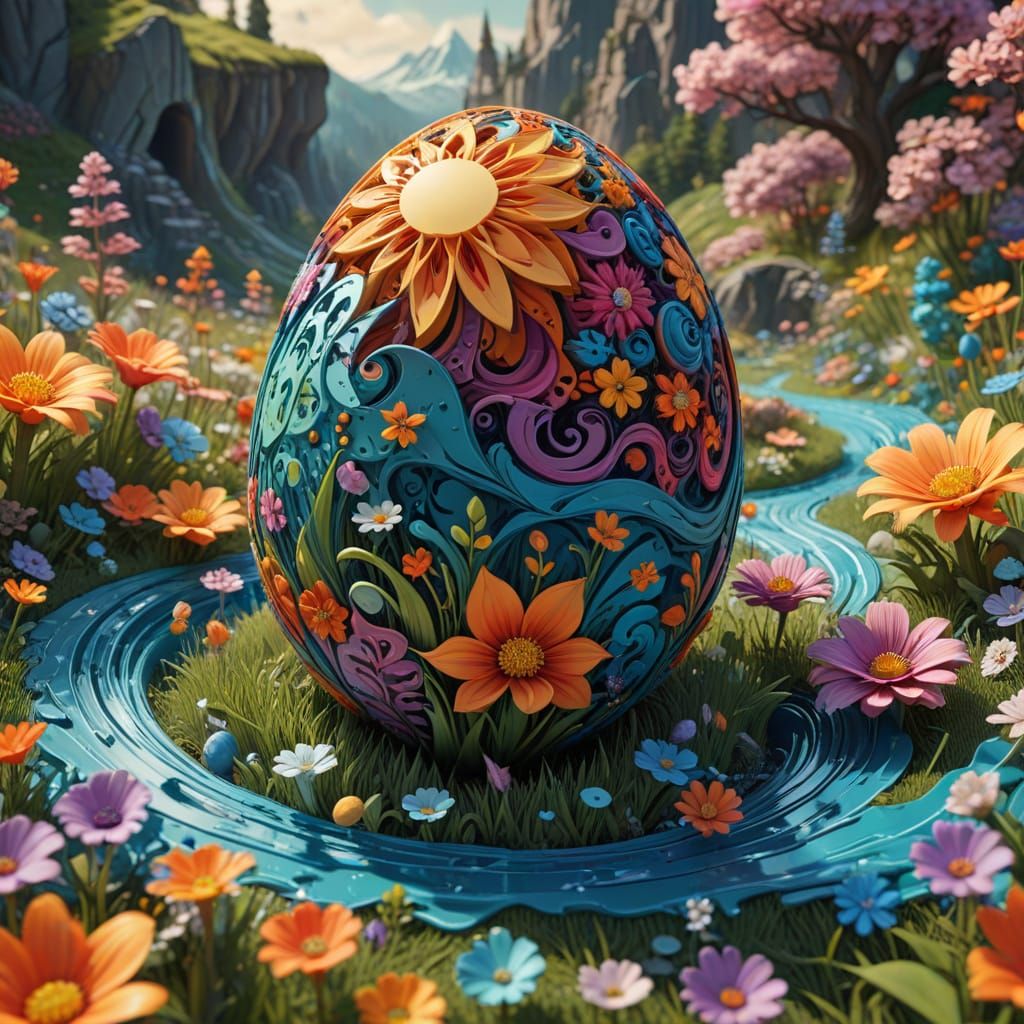 Picture an Easter egg that is actually a visual il... - AI Art
