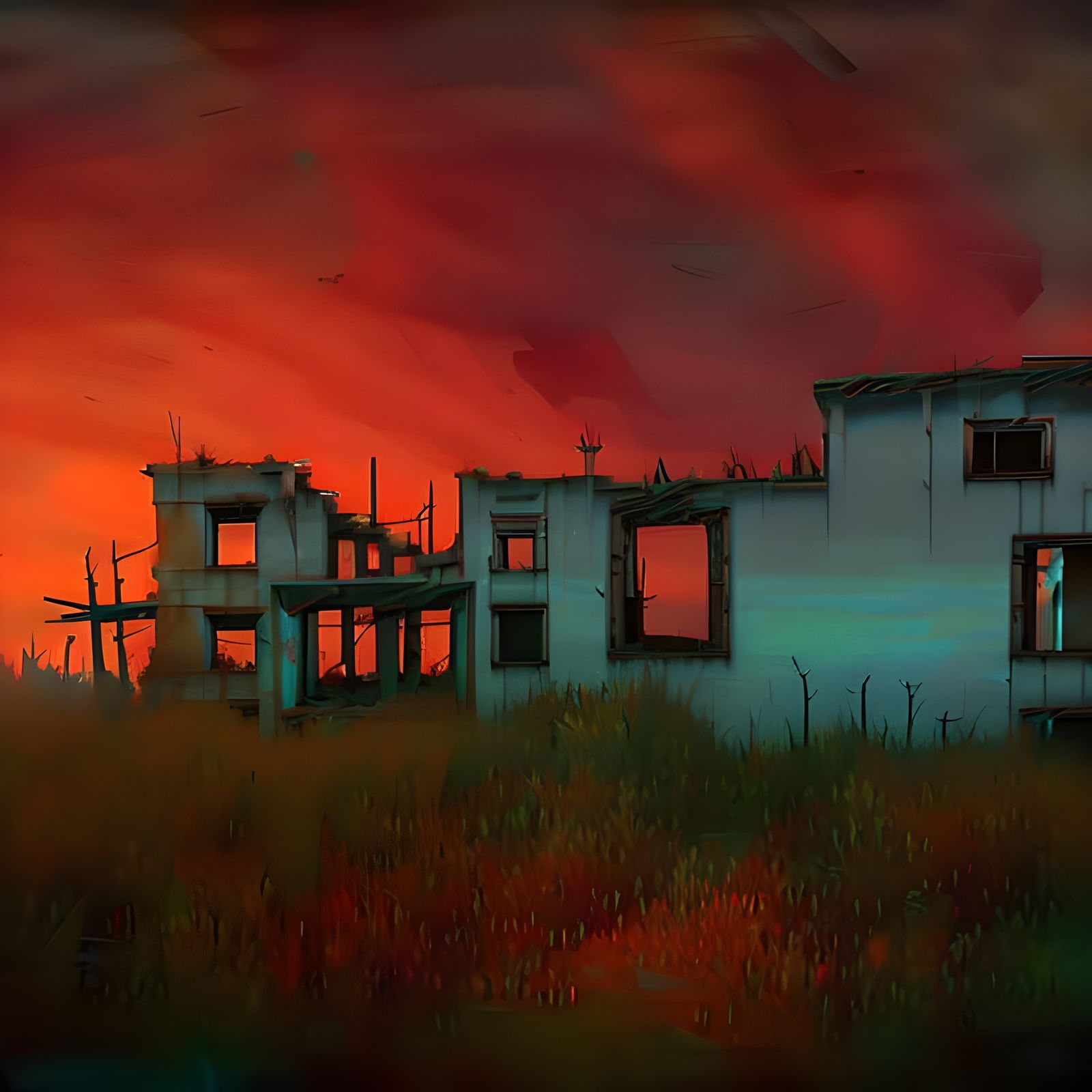 The scars of war - empty eye sockets of windows, ruined buildings - AI ...