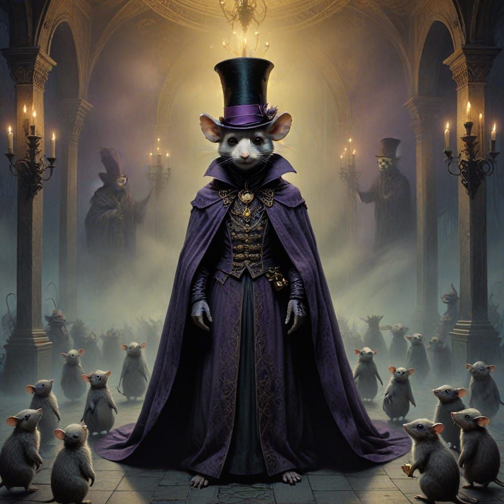 Massive goth mouse masquerade cavorting with their fluffy minions