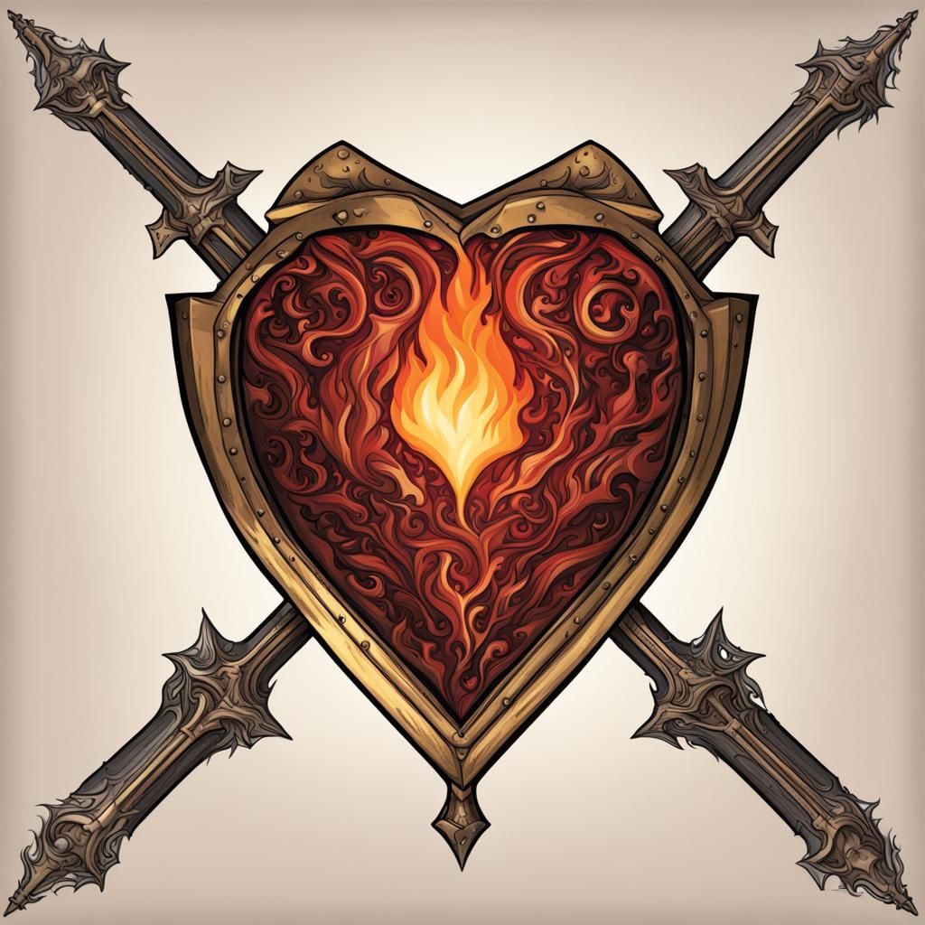 Flaming Heart Shield - AI Generated Artwork - NightCafe Creator