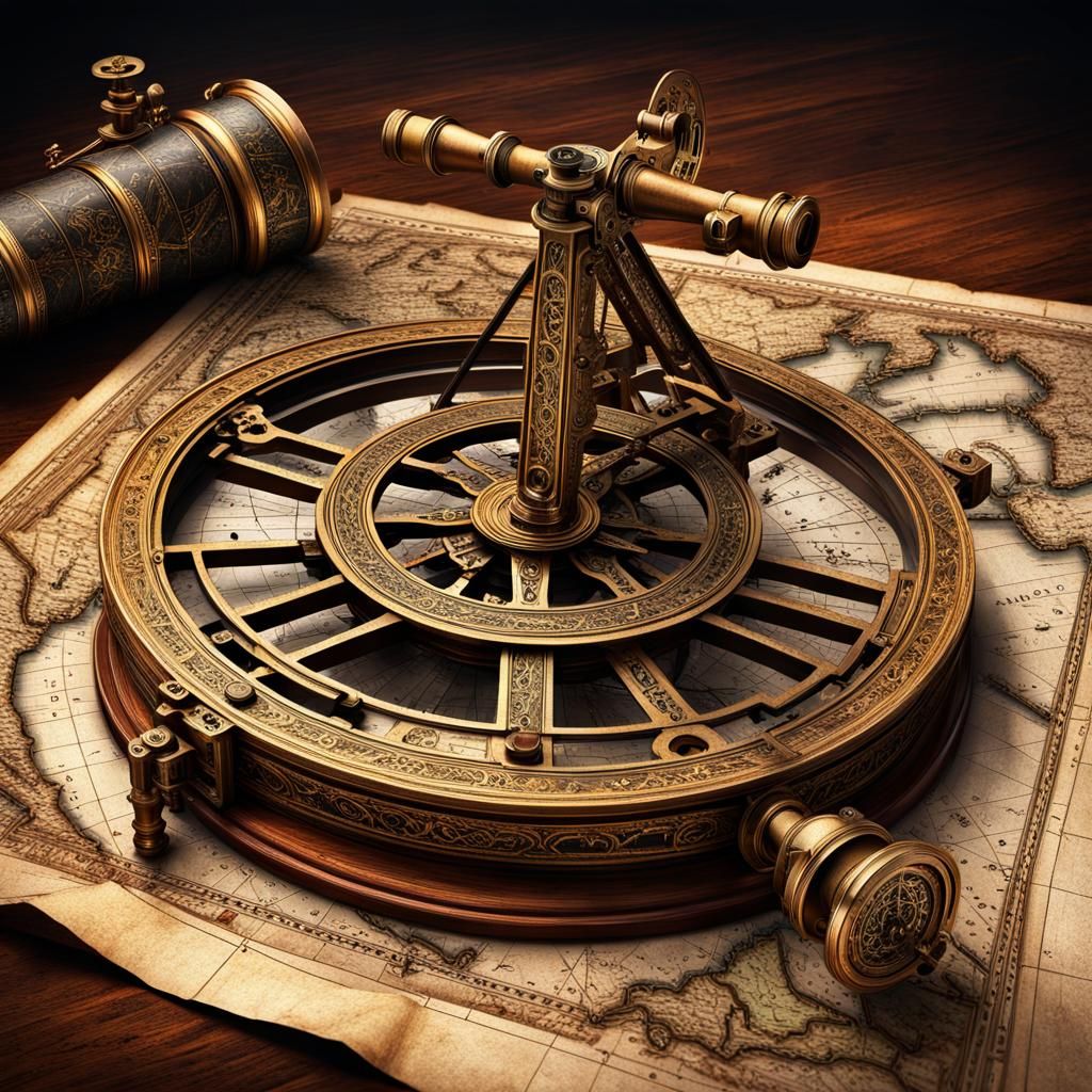 Ancient Maritime Sextant - AI Generated Artwork - NightCafe Creator