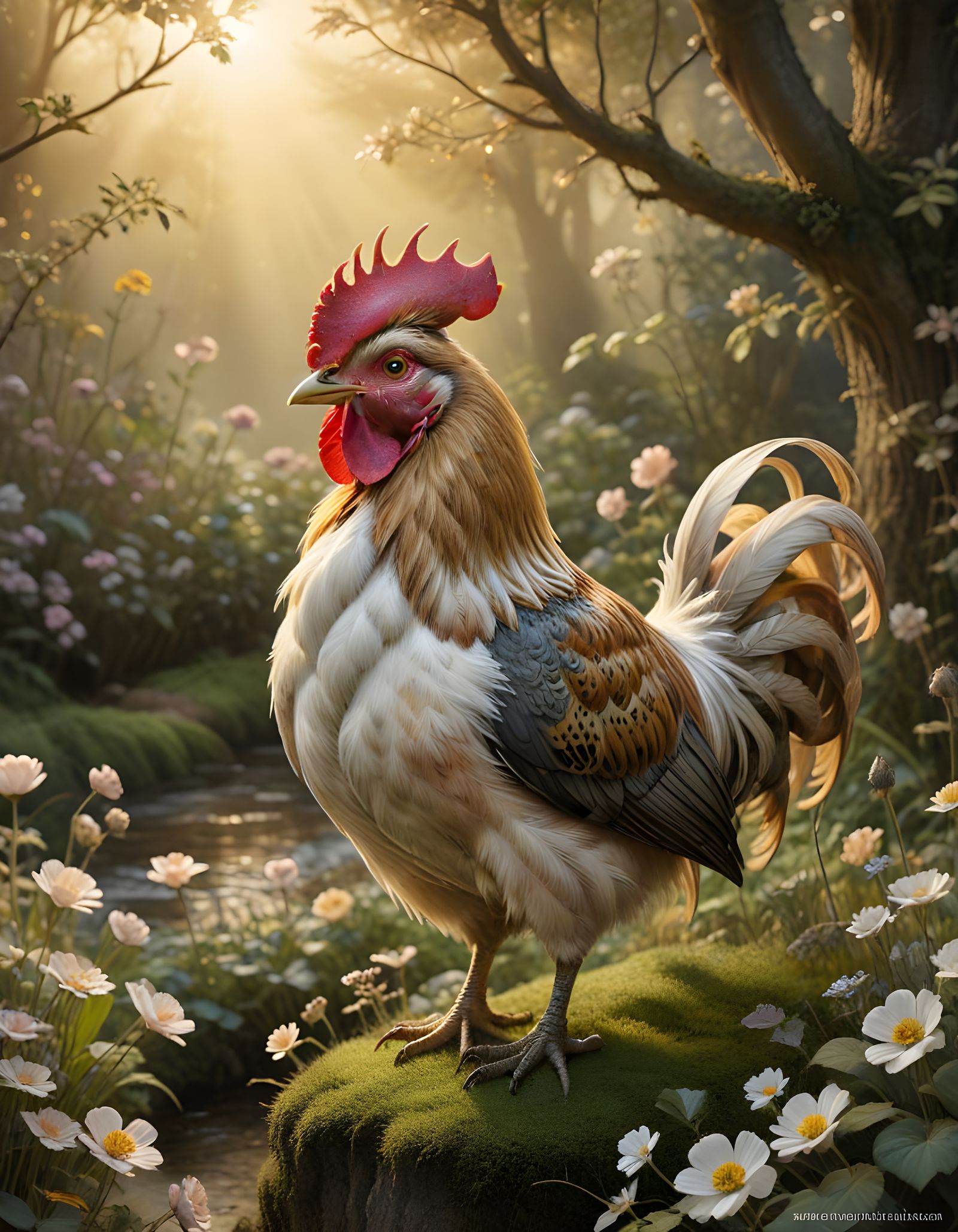 Rooster in forestscape - Rooster in forestscape