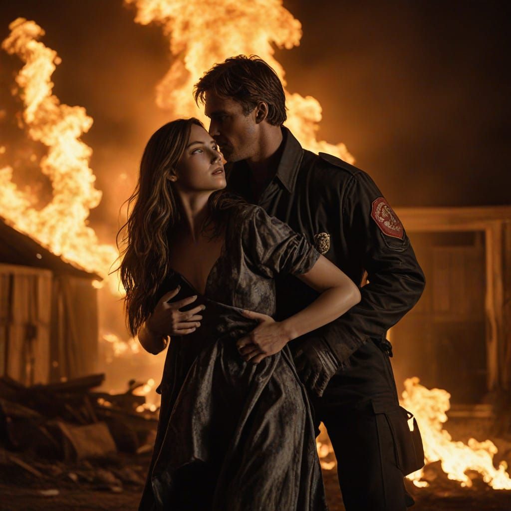 Man carrying women out of fire - Heroic Man Rescues Woman f...