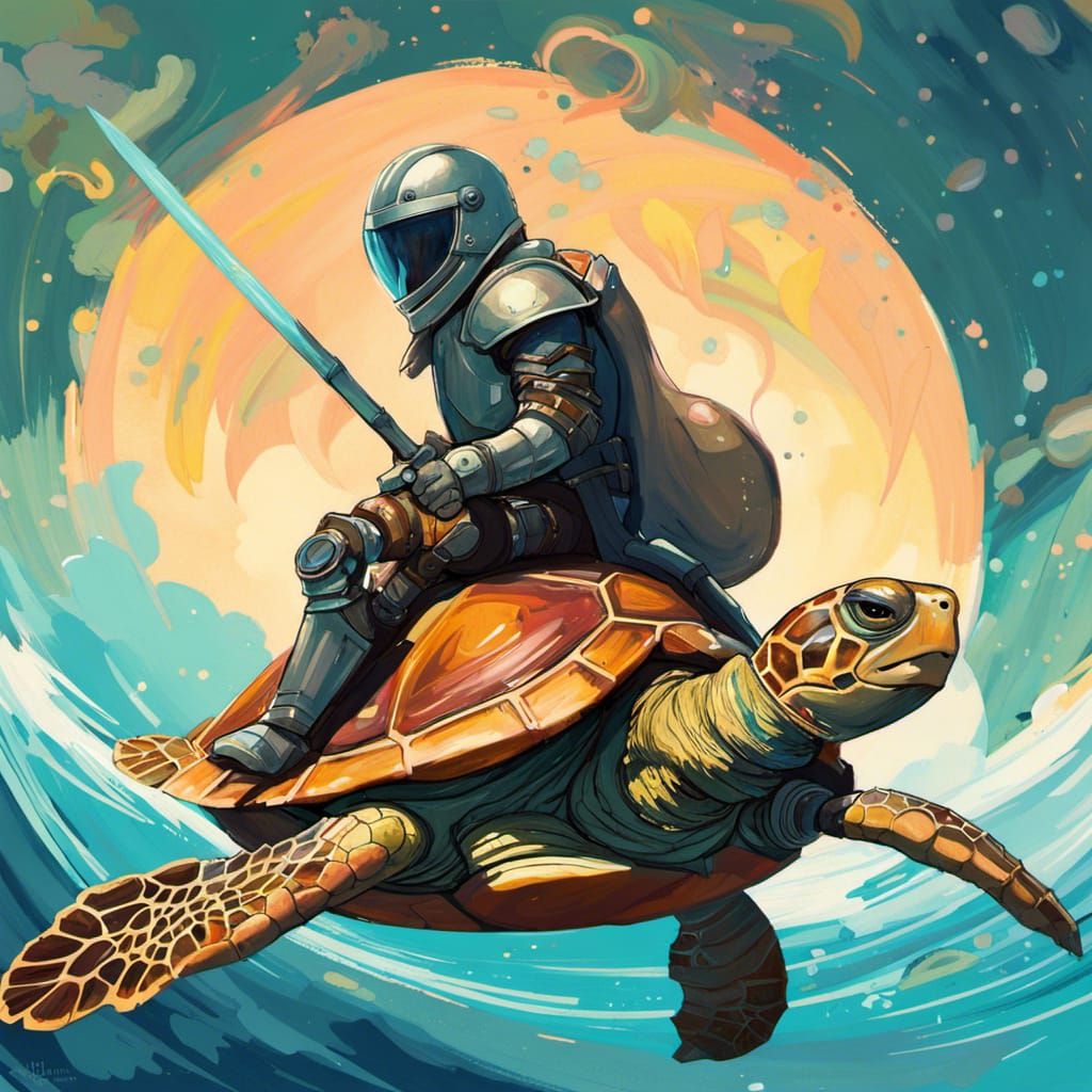 A knight riding a turtle #2 - AI Generated Artwork - NightCafe Creator