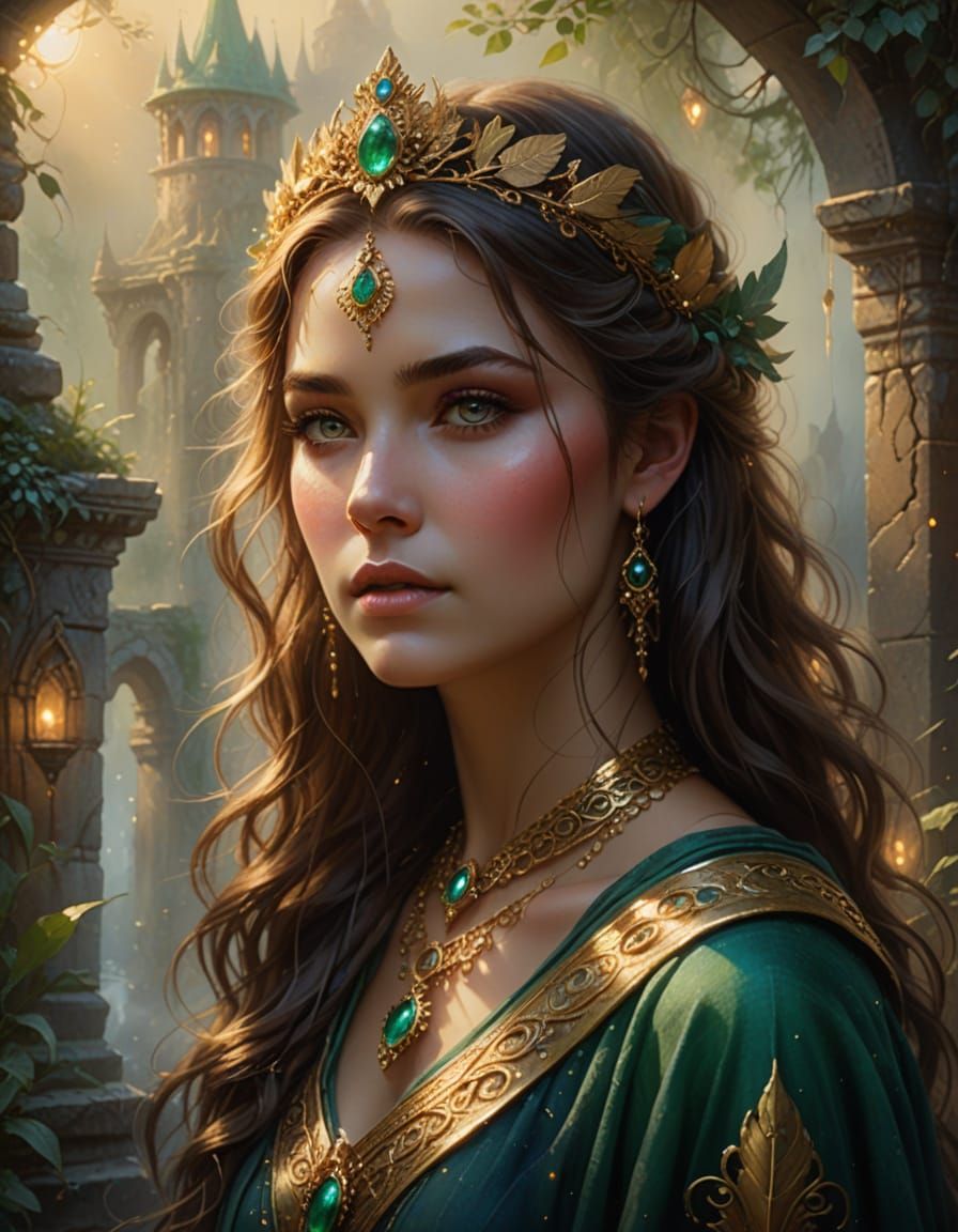 Antinéa, Queen of Atlantis. - Ethereal Fantasy Portrait of a...