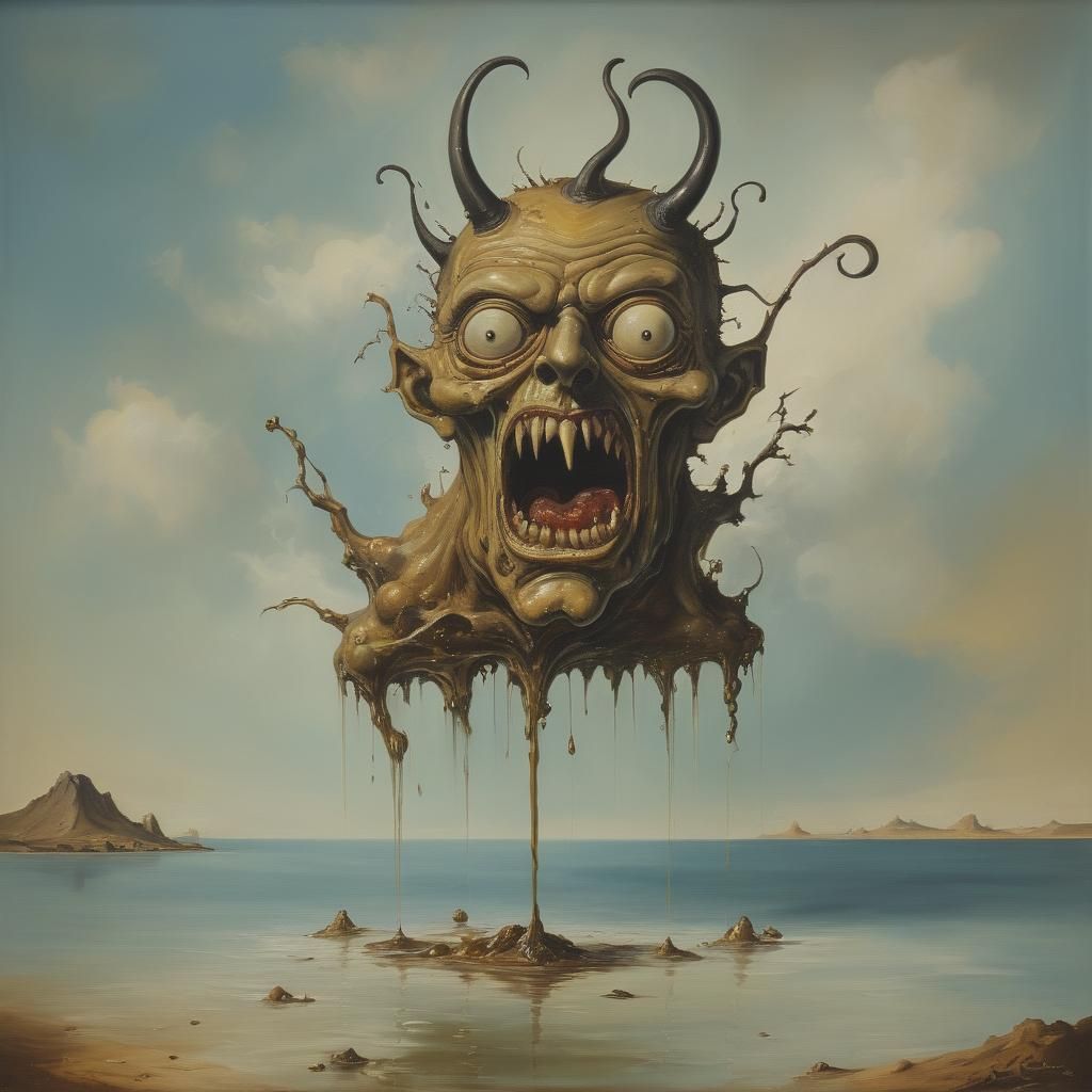 The demon unclean - Surreal Demon Melts in Oozing Oil Painti...