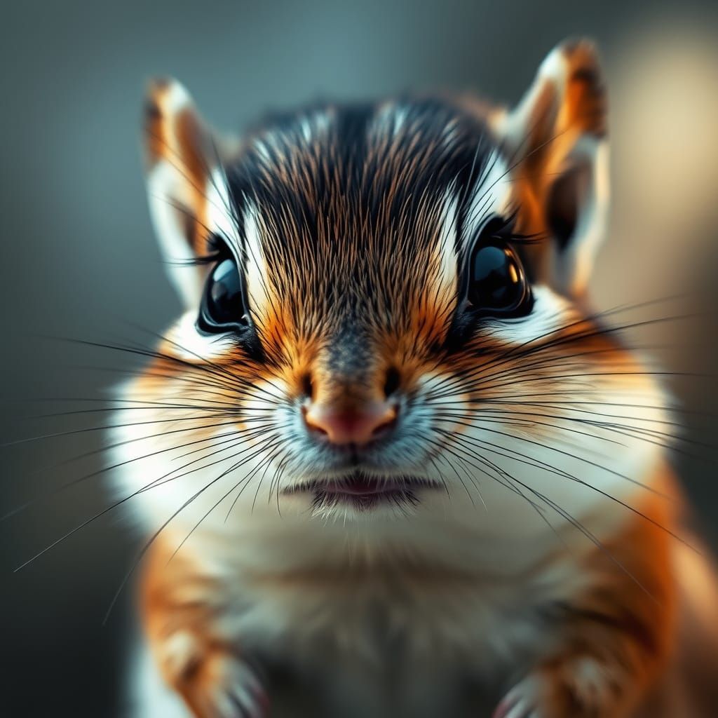 Watching you! - Cute Chipmunk Portrait in Sketchy Style