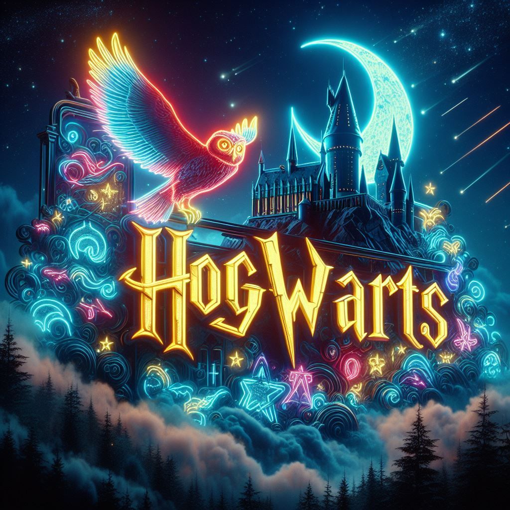 Neon Hogwarts - AI Generated Artwork - NightCafe Creator