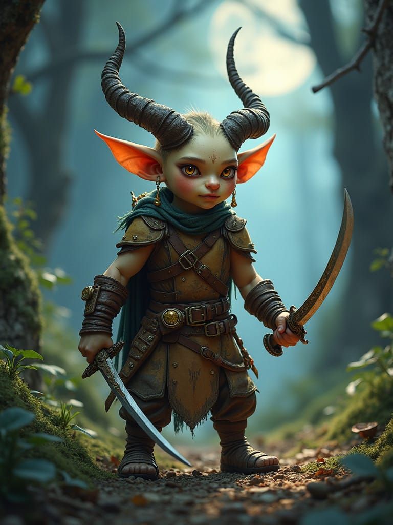 Till, a tiefling rogue from a halfling family