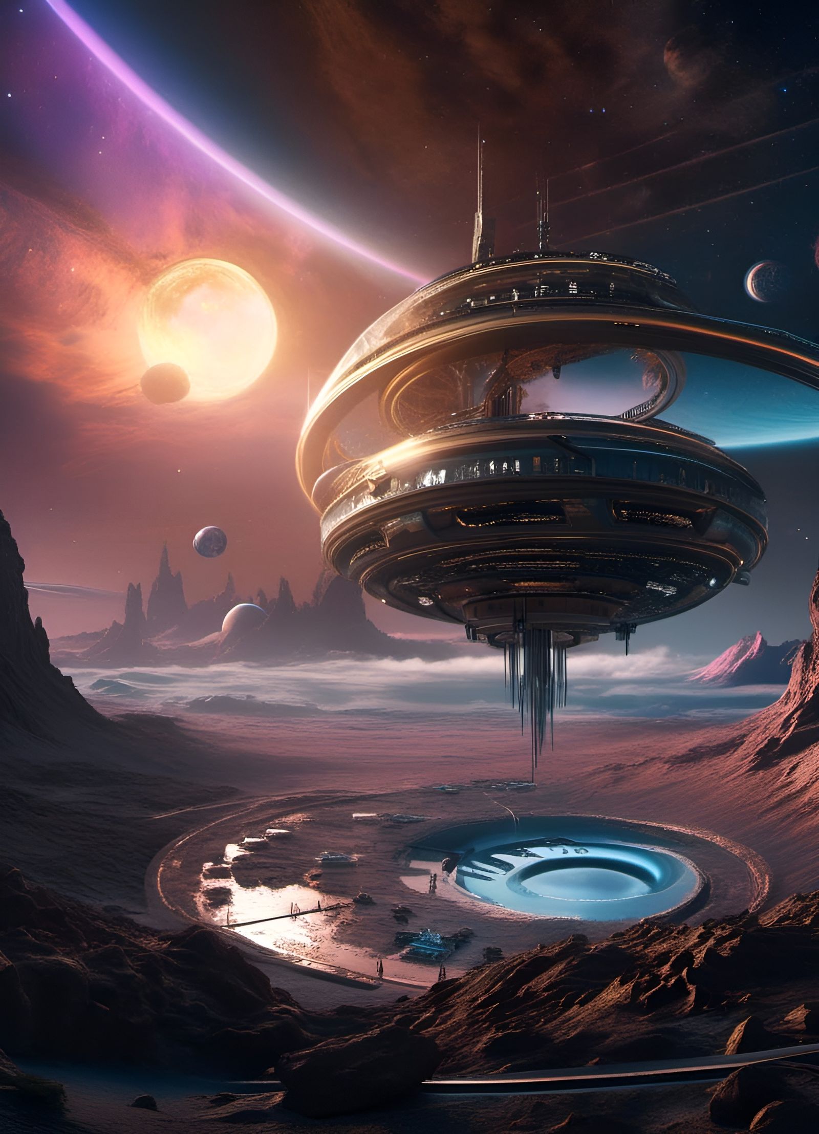 Futuristic Space Station - AI Generated Artwork - NightCafe Creator