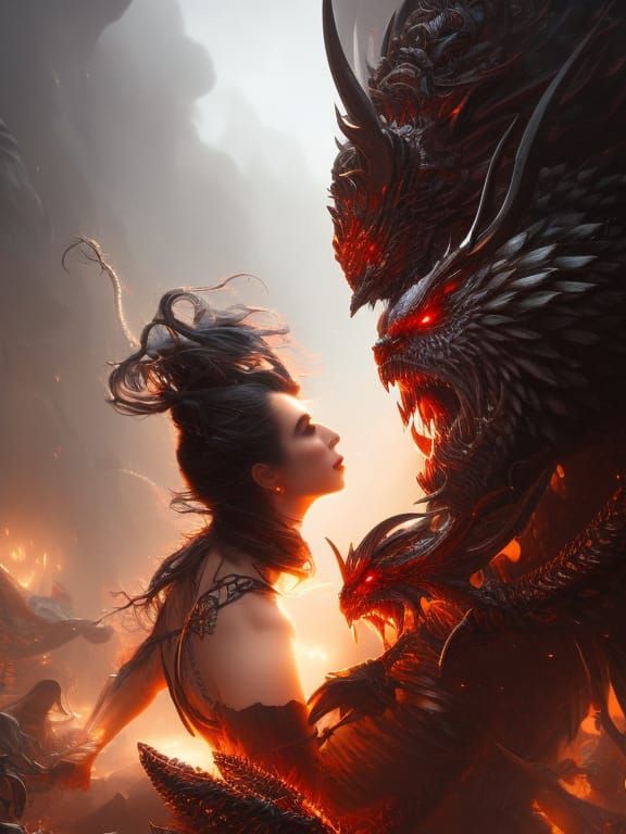 Demons and Woman - AI Generated Artwork - NightCafe Creator