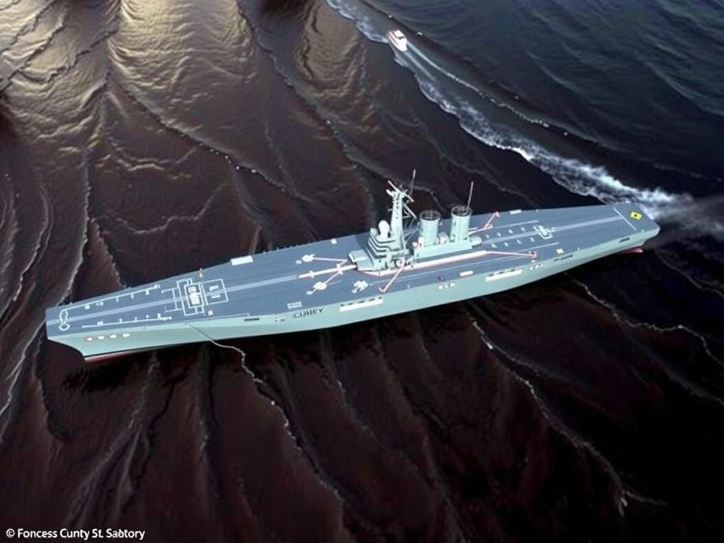 Cold War Aircraft Carrier Retrofitted with Nuclear... - AI Art
