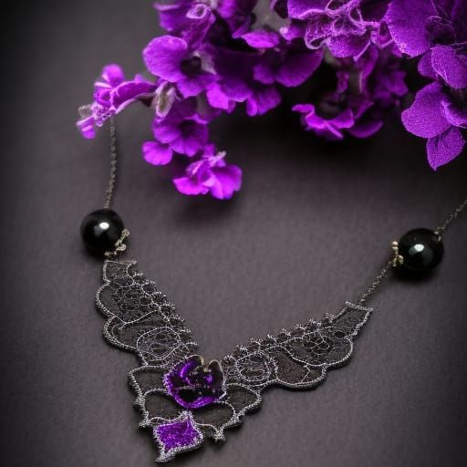 Beautiful gothic black lace necklace with purple accents& gothic vibes ...