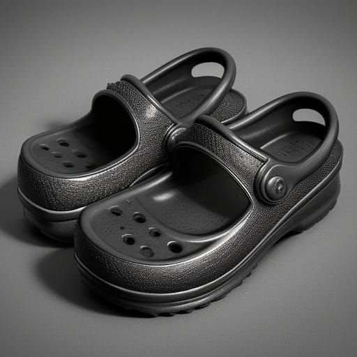 Sleek Charcoal Drawing of Lightweight Crocs Clog - AI Art