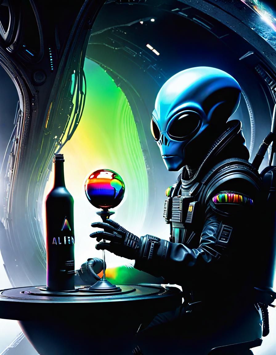 Alien Ghoul Drinking Wine - AI Generated Artwork - NightCafe Creator