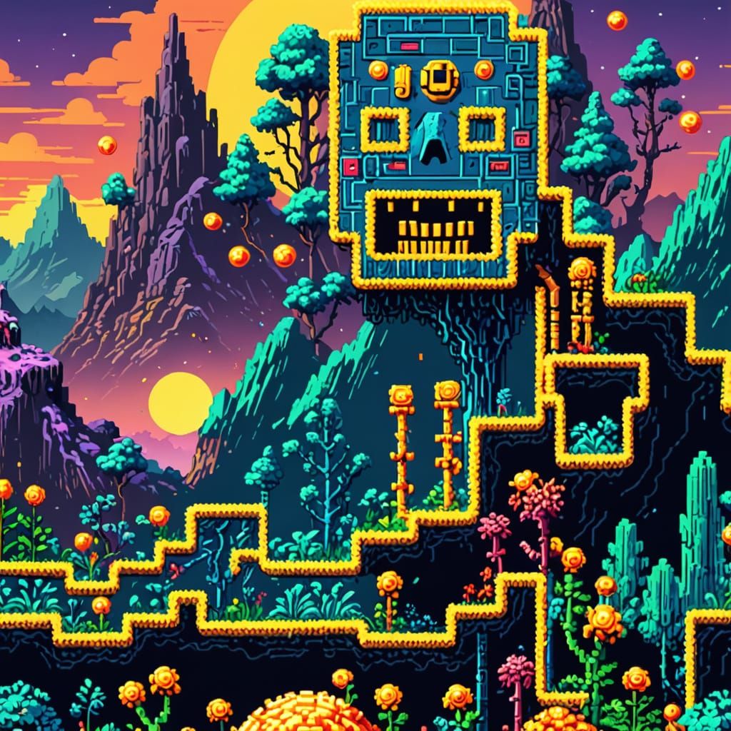 Big Boss Blue Skeleton in 8-Bit Arcade Pixel Style - AI Art