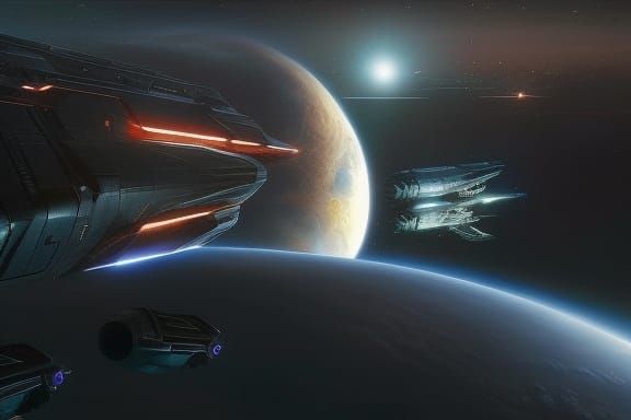 starship_based_on_The_Expanse, light_speed_warp, cyberpunk, science ...