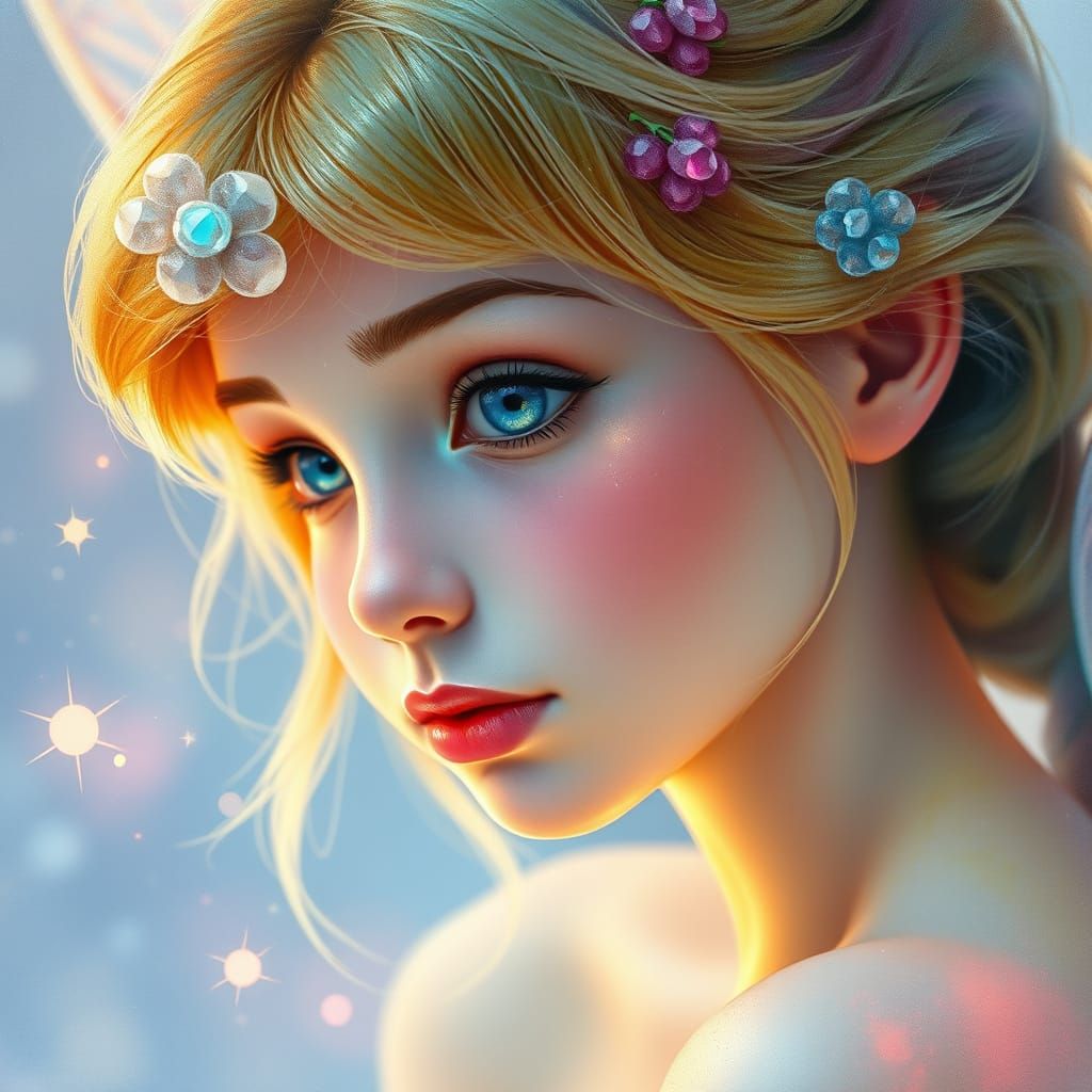 Dreamy Watercolour Portrait of Tinkerbell in Paste... - AI Art