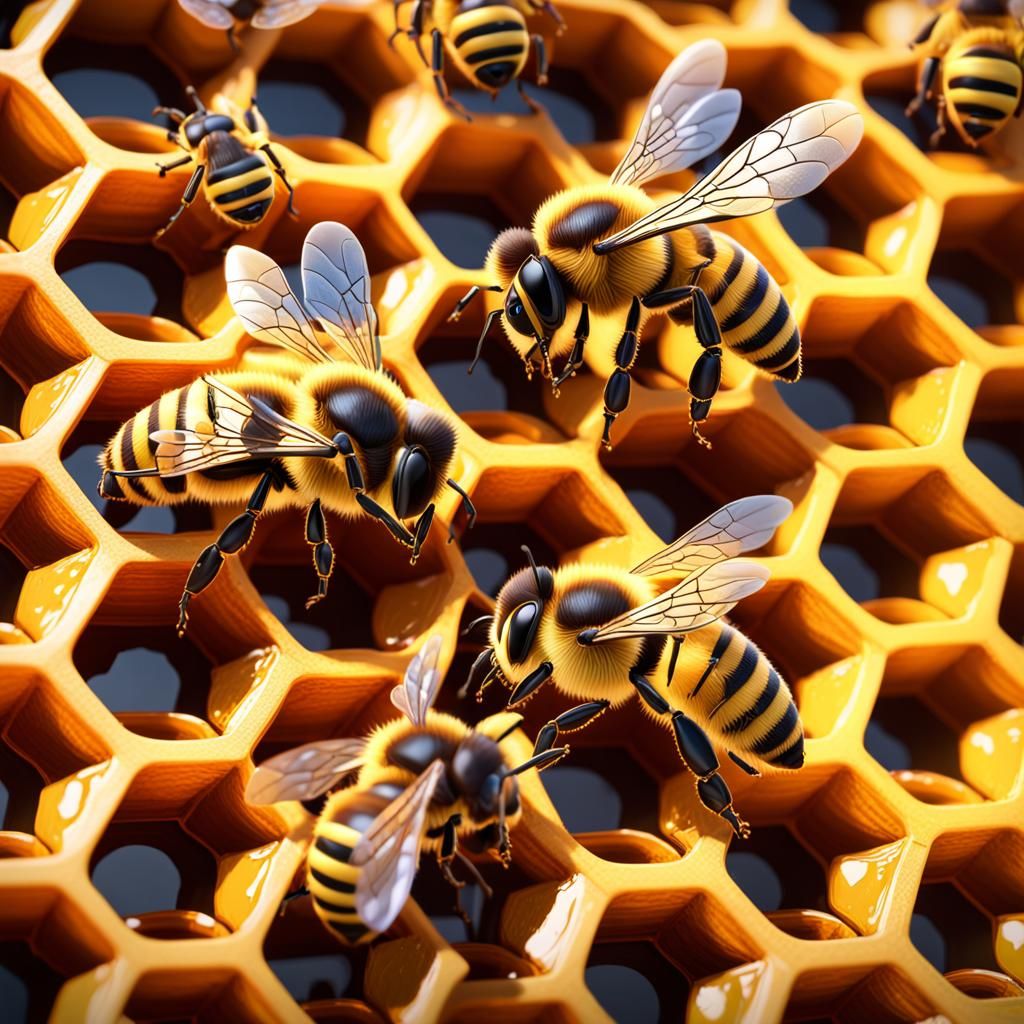 Bees working on a honeycomb inside of a beehive, Bee movie, Pixar ...
