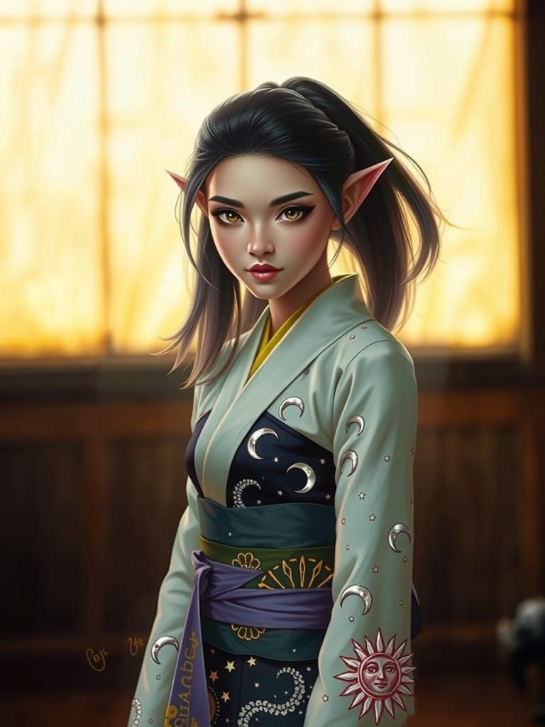 Ethereal Geisha Goddess in Traditional Kimono Robe... - AI Art