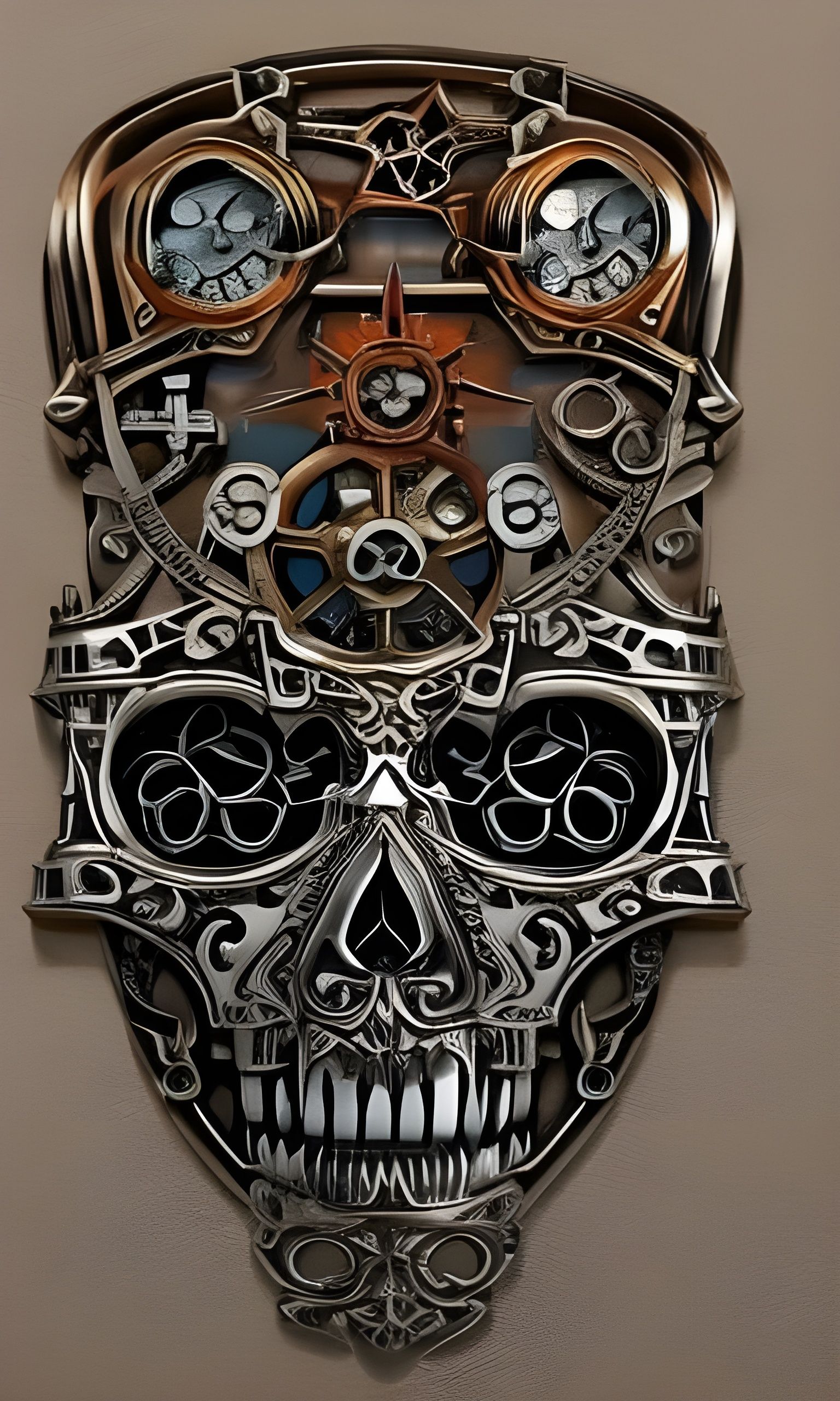Steampunk metallic skull - AI Generated Artwork - NightCafe Creator