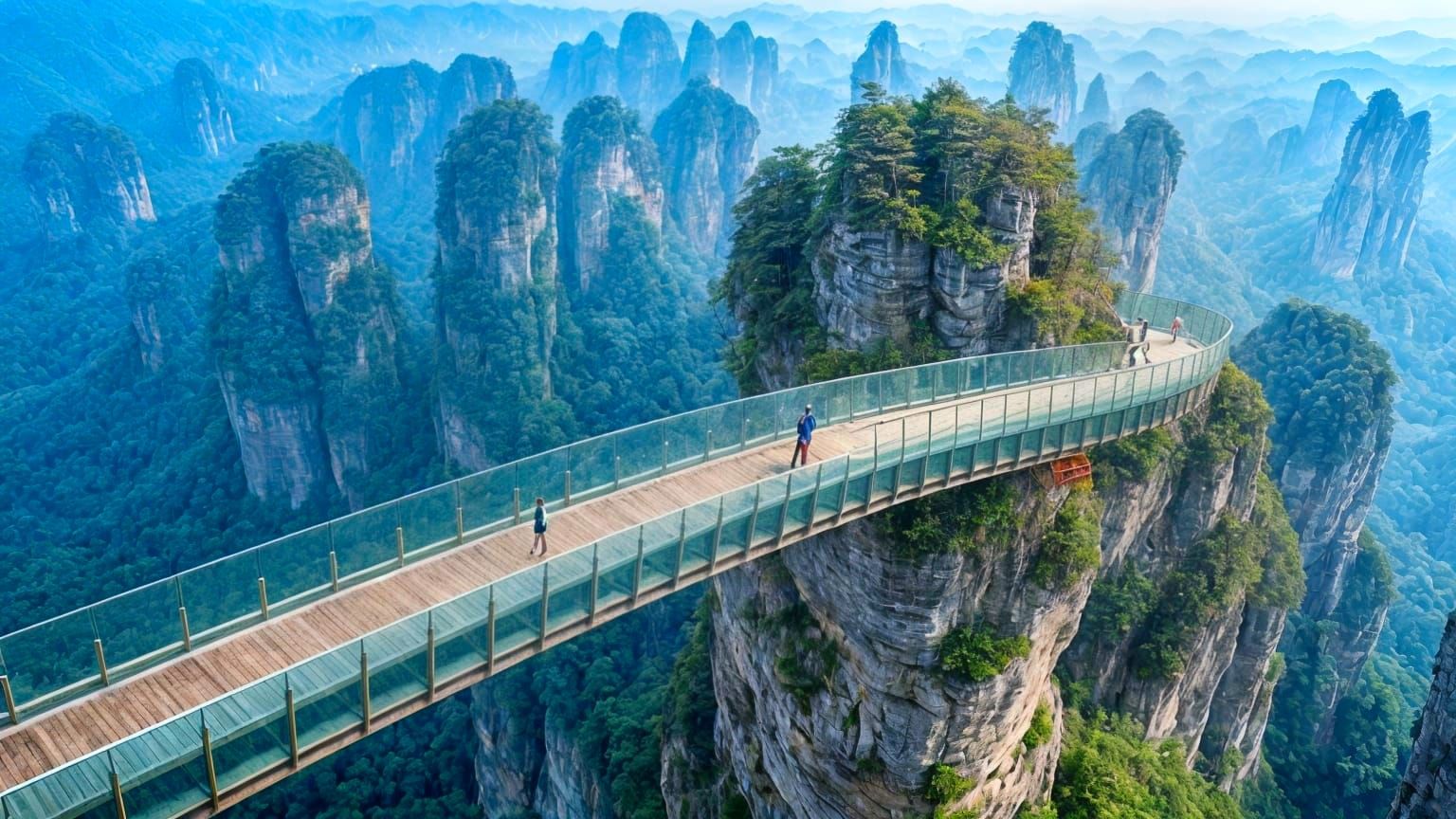 Glass Skywalk Bridge In Zhangjiajie National Forest Park, China (III)