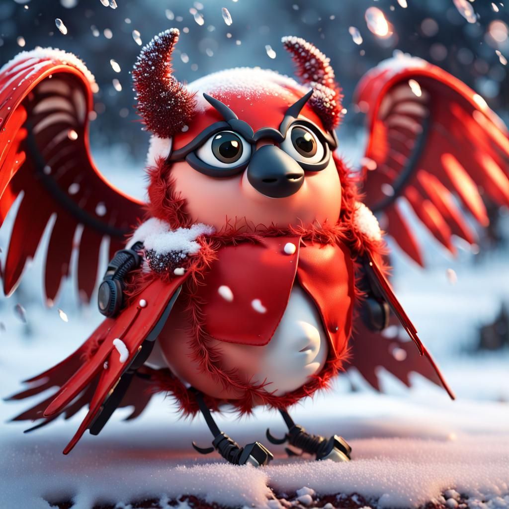 Fluffy demon bullfinch 2 - AI Generated Artwork - NightCafe Creator