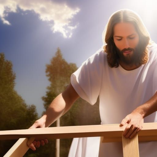 jesus in white doing carpenter work - AI Generated Artwork - NightCafe ...