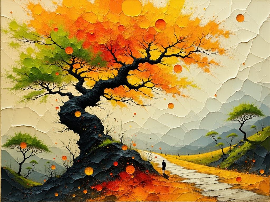 Summer Turns To Autumn - Surreal Abstract Painting of a Twis...