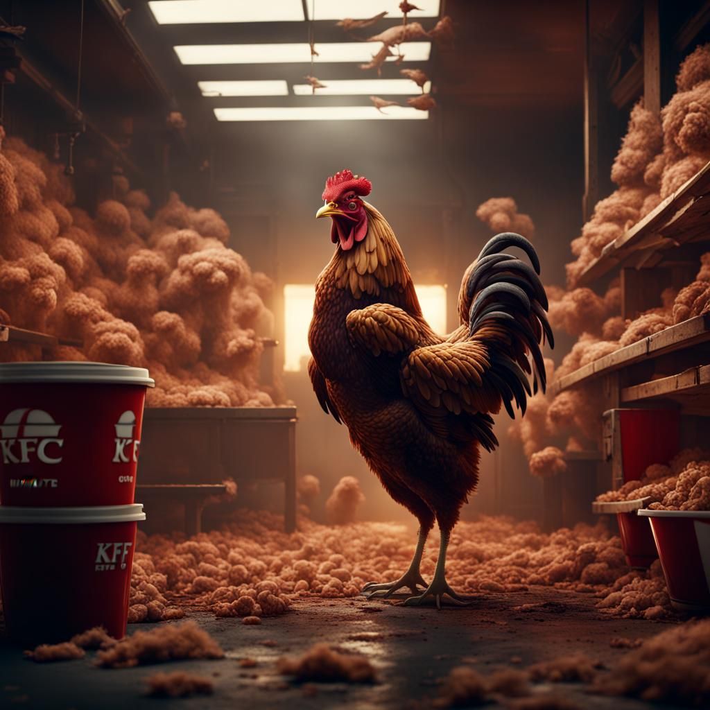 the infinite chicken beast in the kfc's basement - AI Generated Artwork - NightCafe Creator