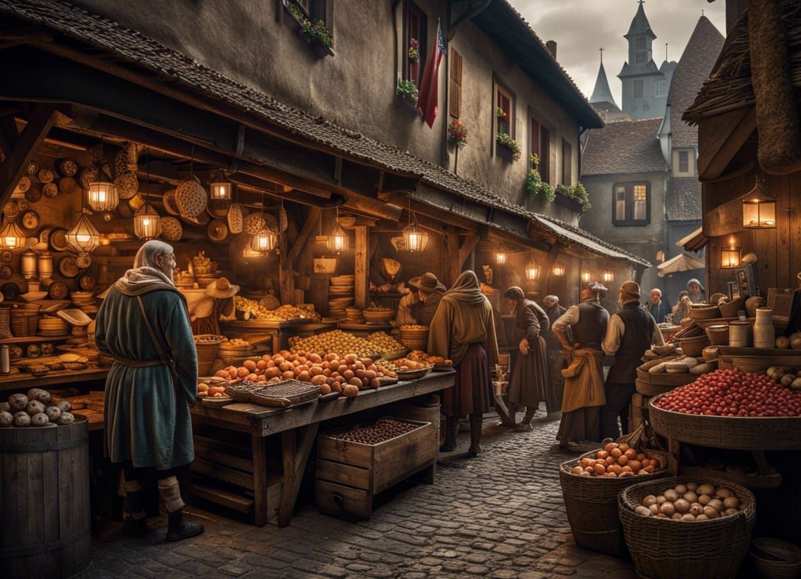 Old European medieval market : r/nightcafe