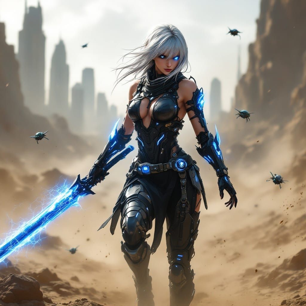 Cyberpunk Warrior Stella Engages Post-Apocalyptic ... - AI Art