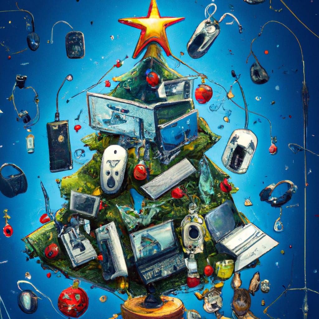 Intricate detailed centered unconventional Christmas tree formed ...