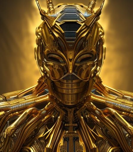 "Robotic Alien Golden King On A Golden Throne 8k Resolution Concept Art ...
