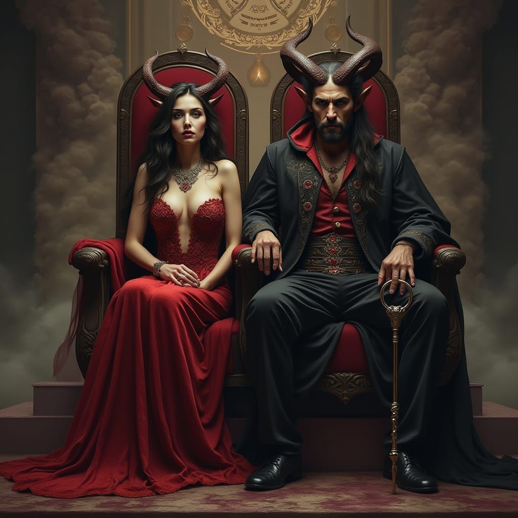 Lyllyth and Satan throne sitting - Lilith and Satan Reign S...