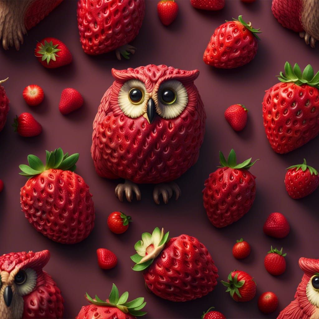 An owl made of strawberries - AI Generated Artwork - NightCafe Creator
