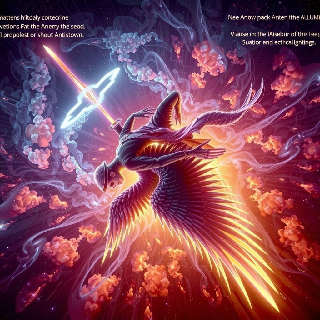 Surreal Cosmic Angel in Antimatter Storm with Radi... - AI Art