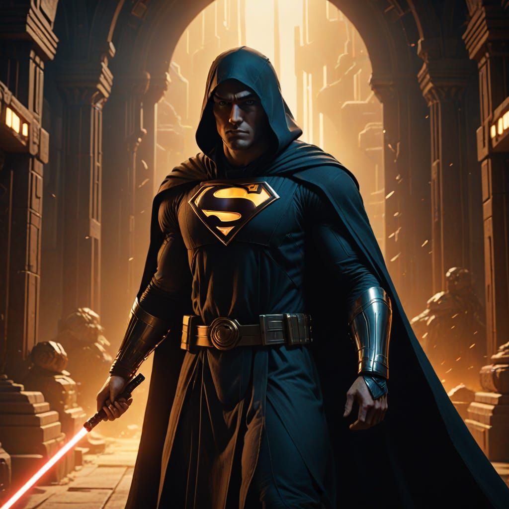 Epic Star Wars Meets Superman in a Heroic Jedi Mom... - AI Art